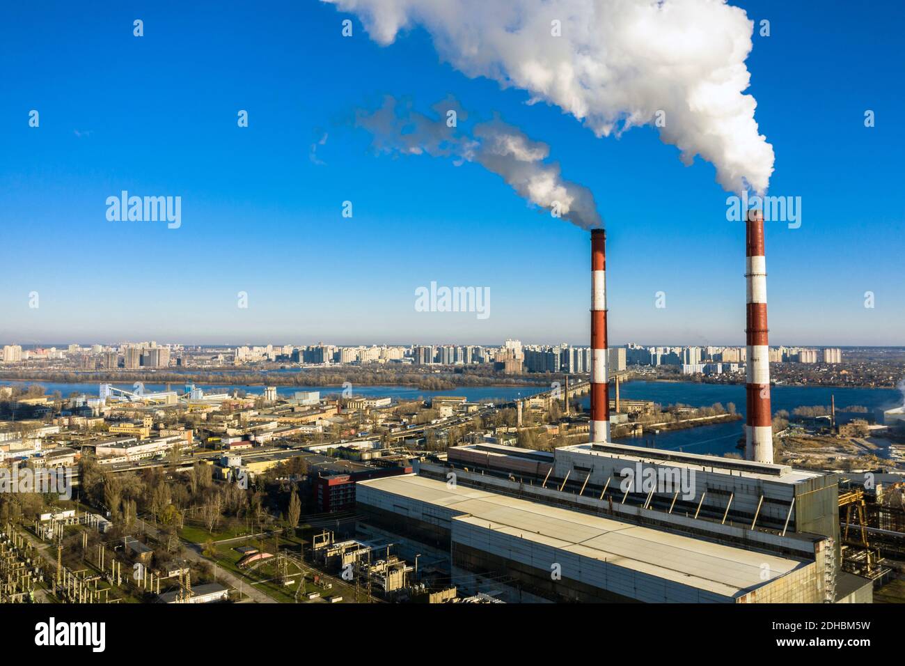 Garbage incineration plant. Waste incinerator plant with smoking ...