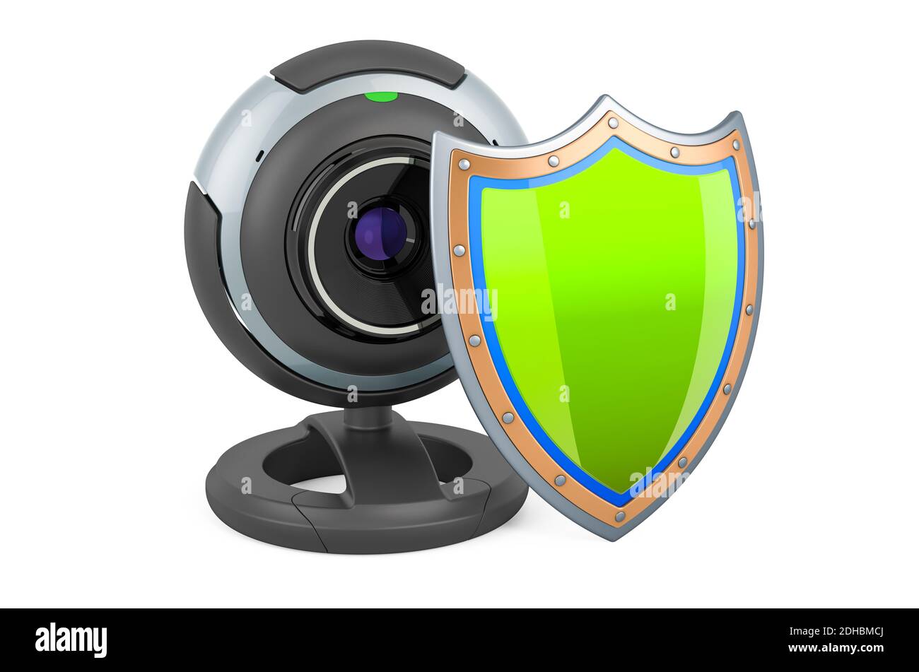 Webcam with shield, 3D rendering isolated on white background Stock ...