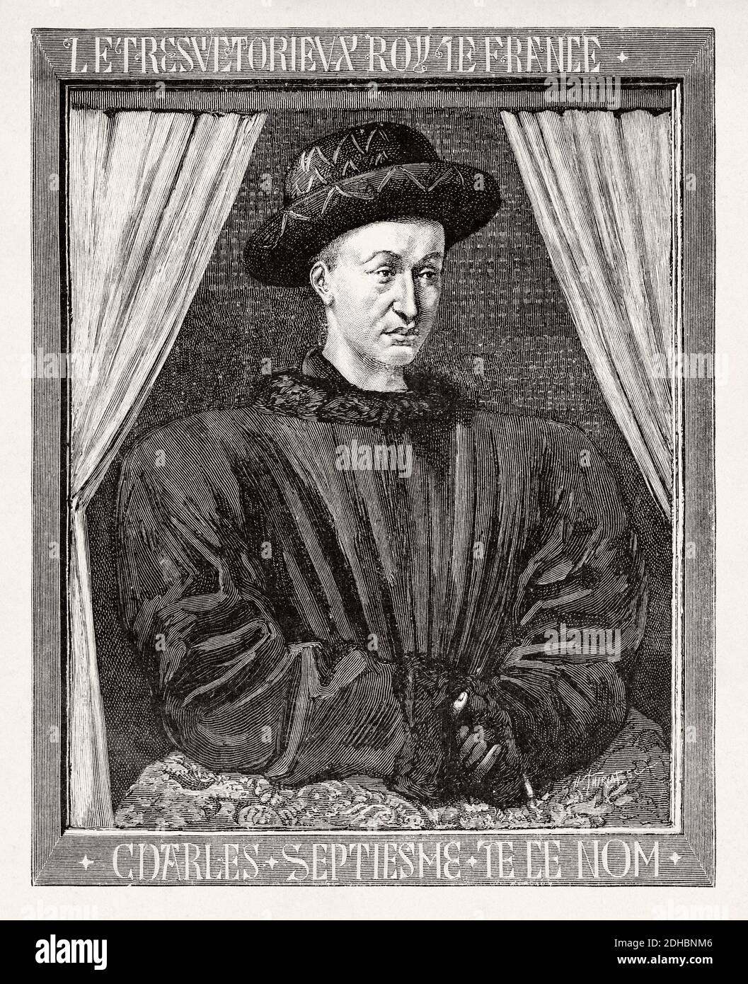 Portrait of Charles VII, King of France (1403-1461) France. Old XIX ...