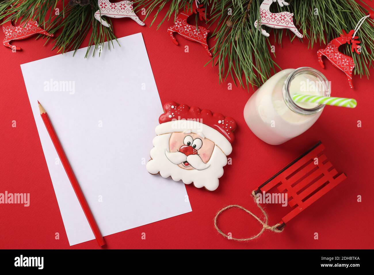 Christmas checklist or empty blank letter for Santa with gingerbread ...