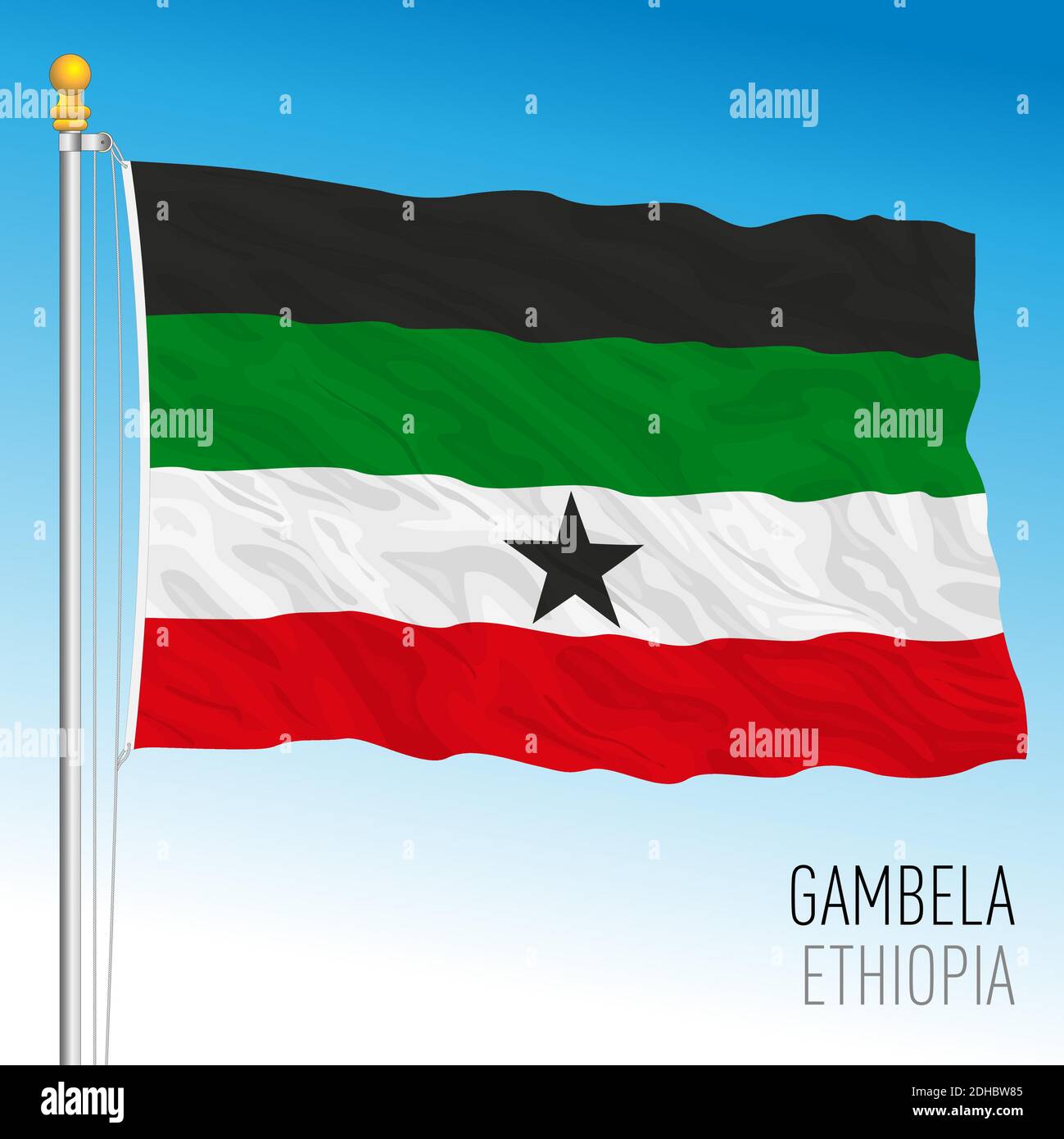 Gambela regional flag, Republic of Ethiopia, vector illustration Stock ...