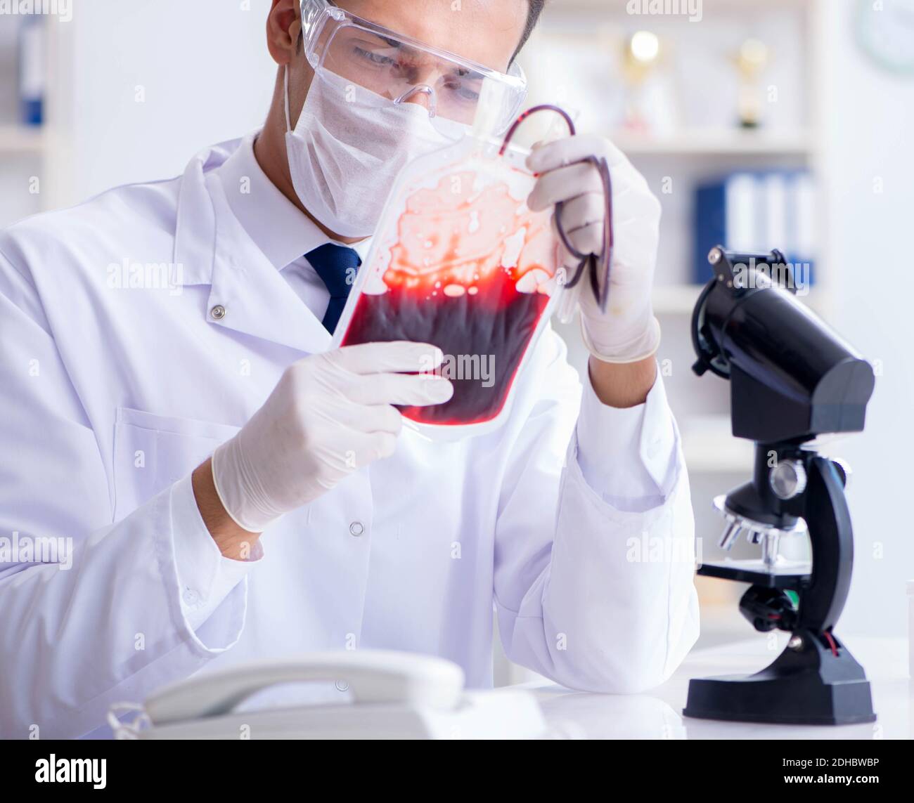 Doctor working with blood samples in hospital clinic lab Stock Photo ...