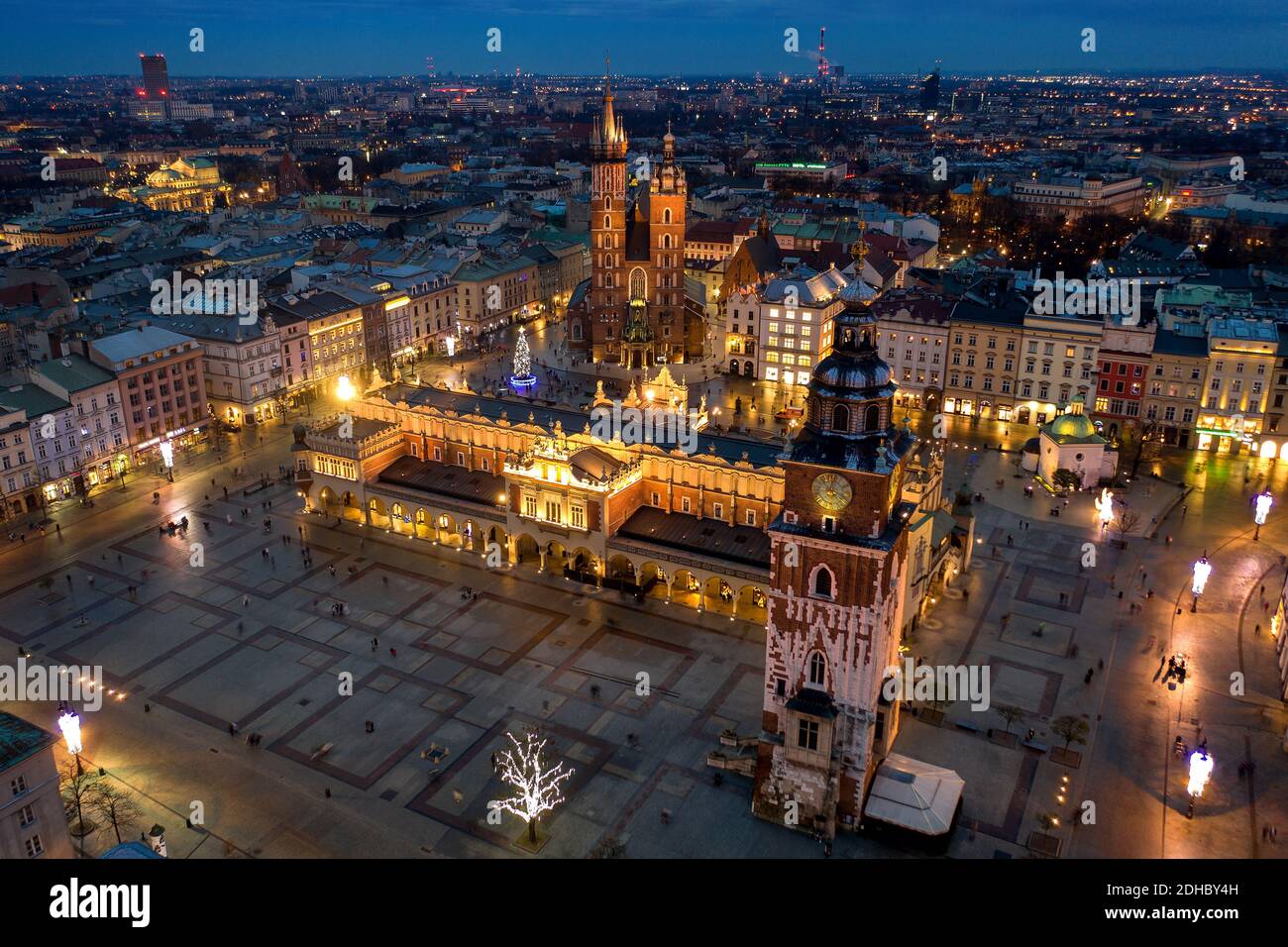 (EDITORS NOTE: image taken with a drone)A view of Cracow's Main Market ...