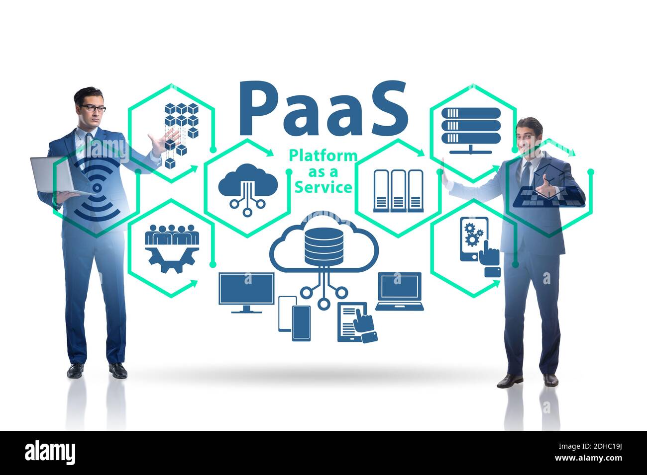 Platform as a service concept with businessman Stock Photo - Alamy