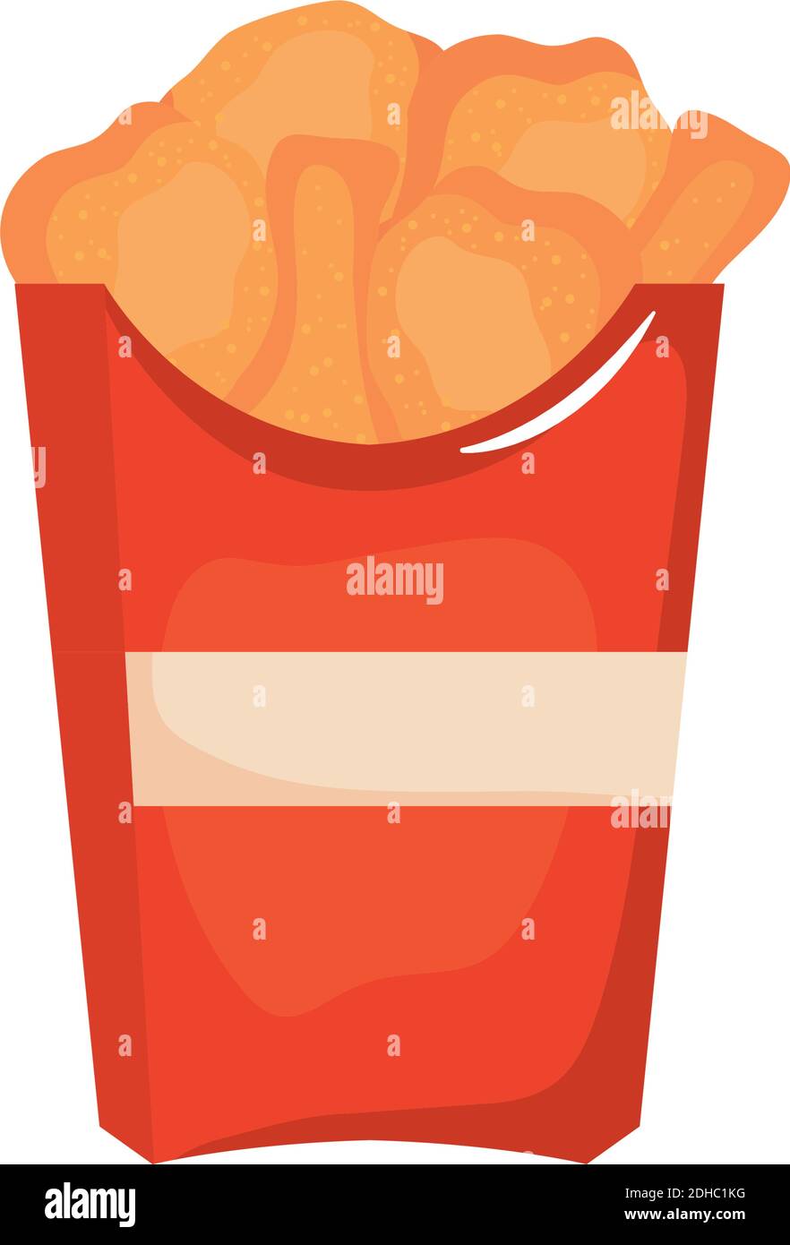 fast food concept, potato chips box icon over white background ...