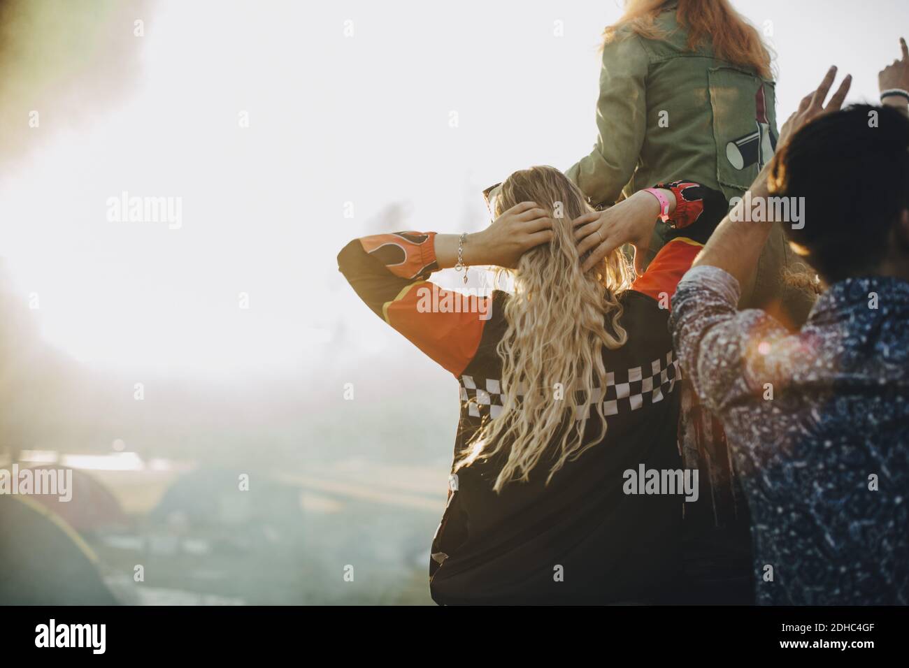 Rear view of fans enjoying in music festival Stock Photo - Alamy
