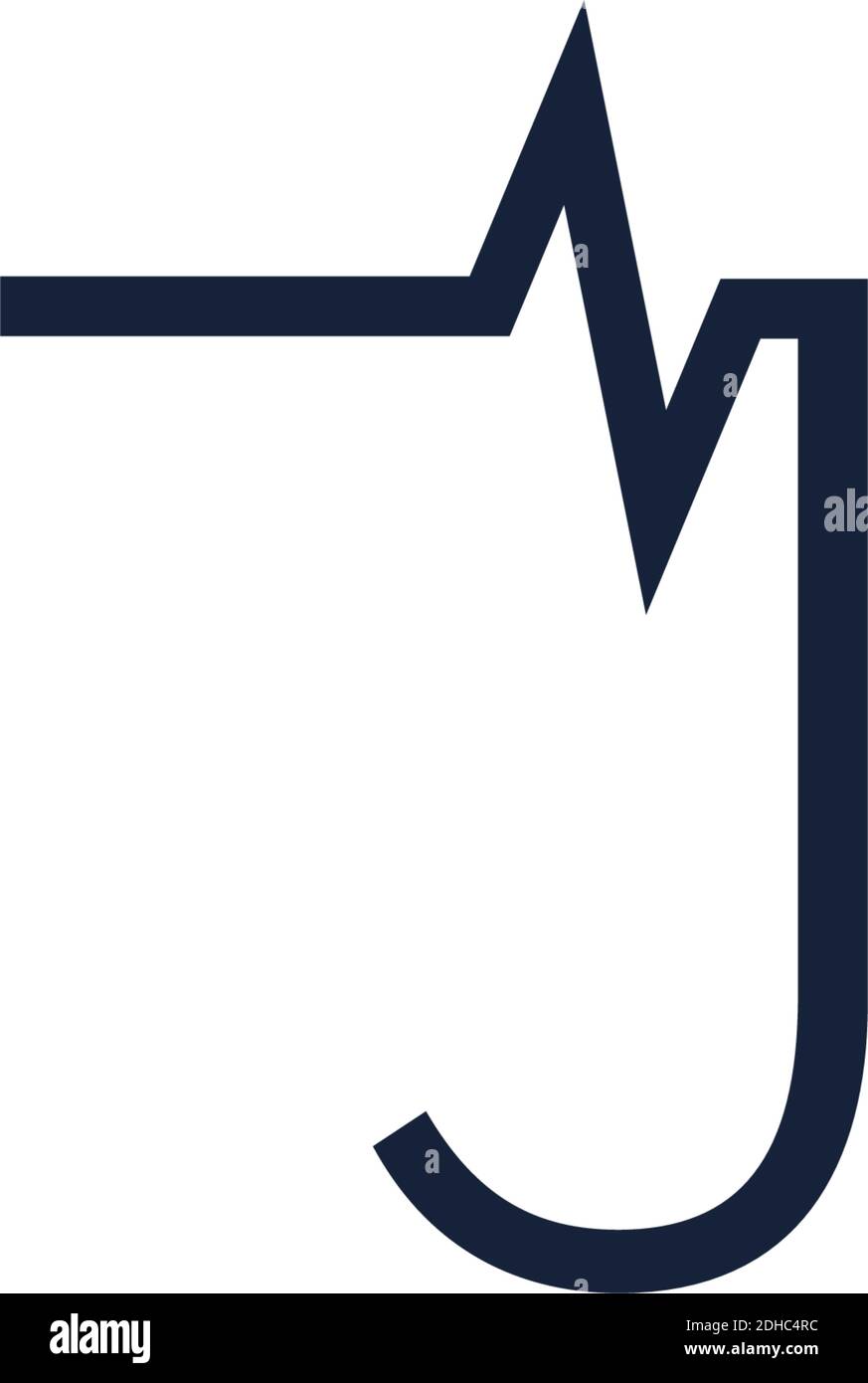 Letter J icon logo combined with pulse icon design template Stock ...
