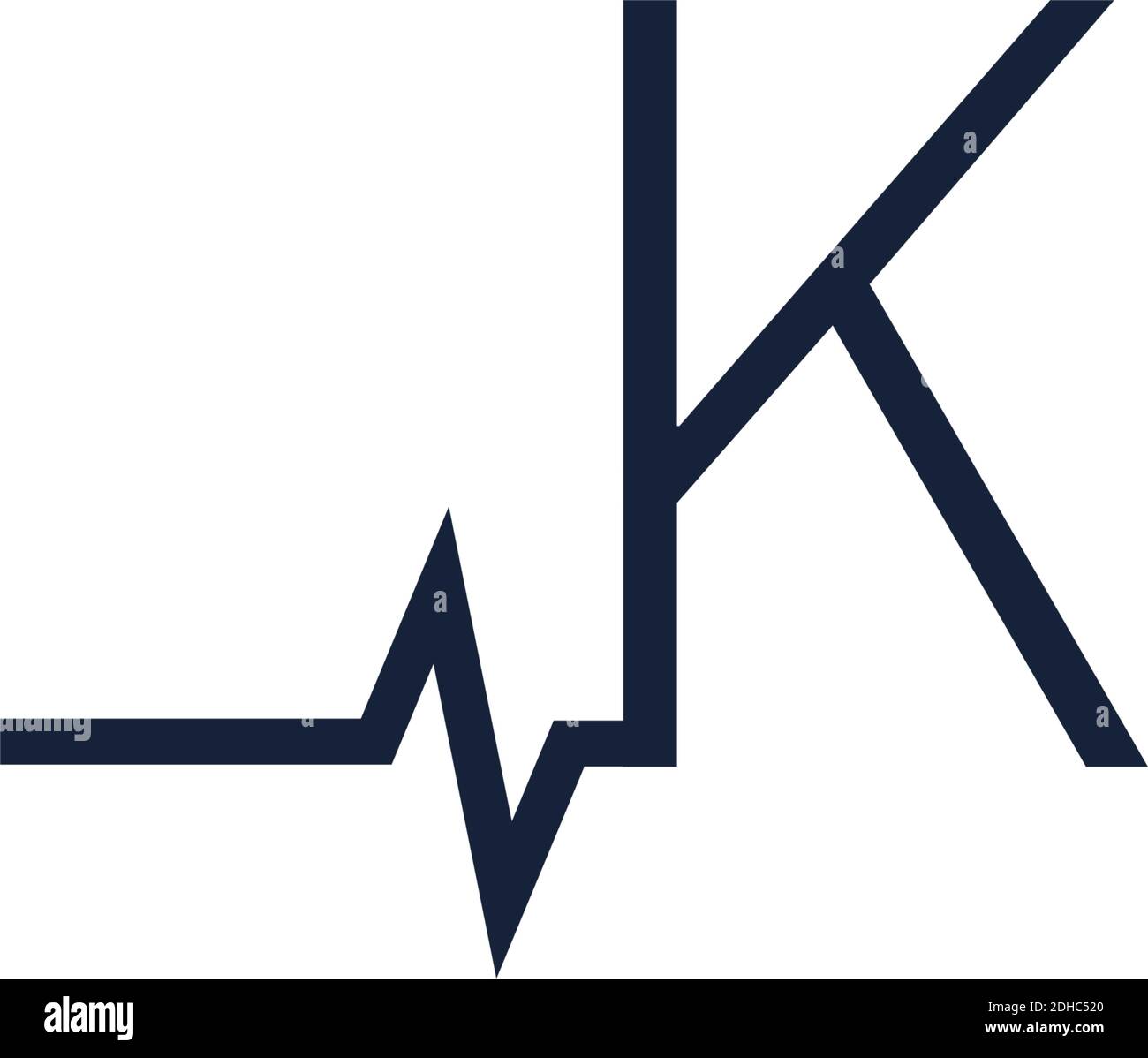 Letter K icon logo combined with pulse icon design template Stock ...