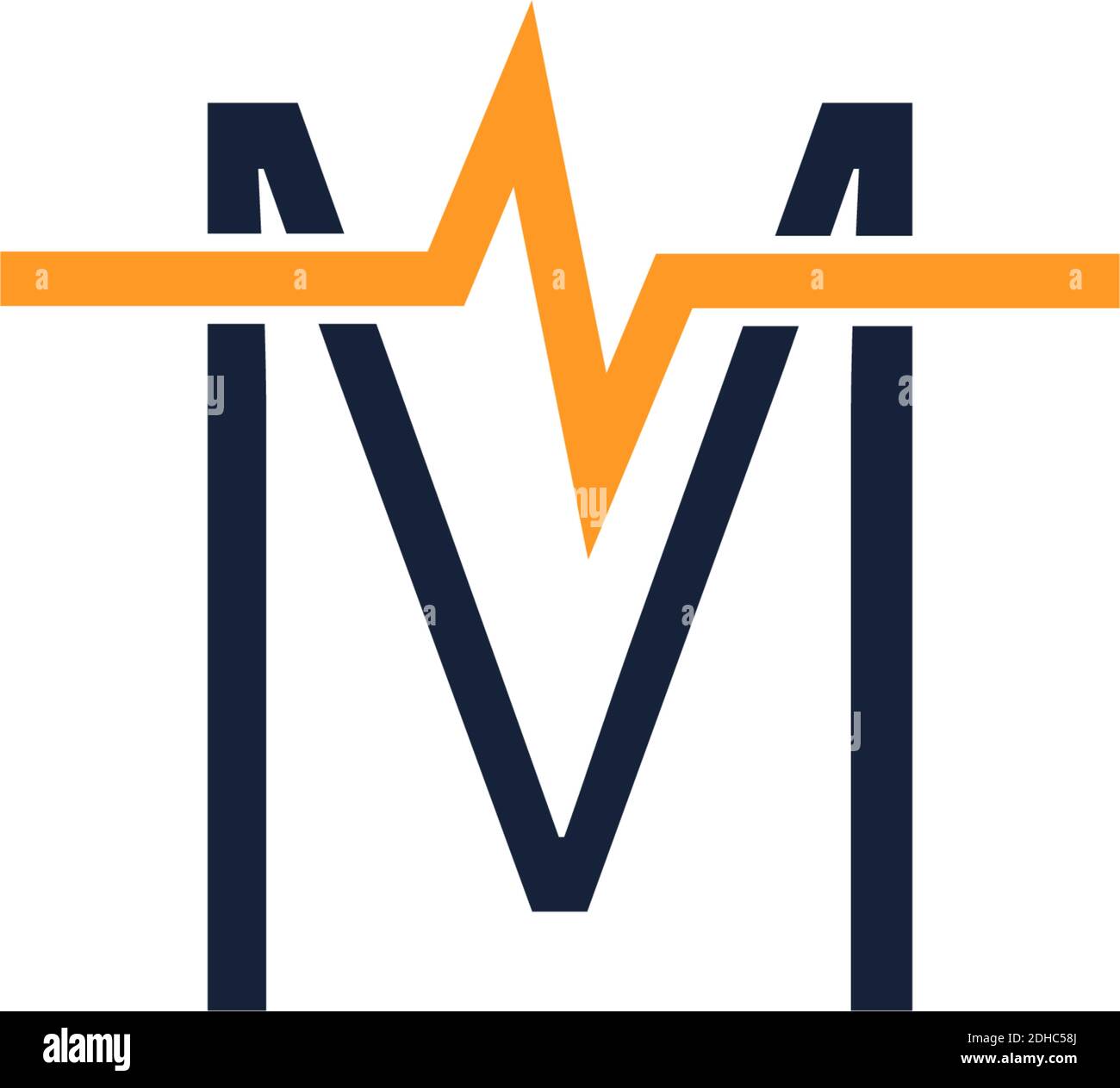 Letter M icon logo combined with pulse icon design template Stock ...
