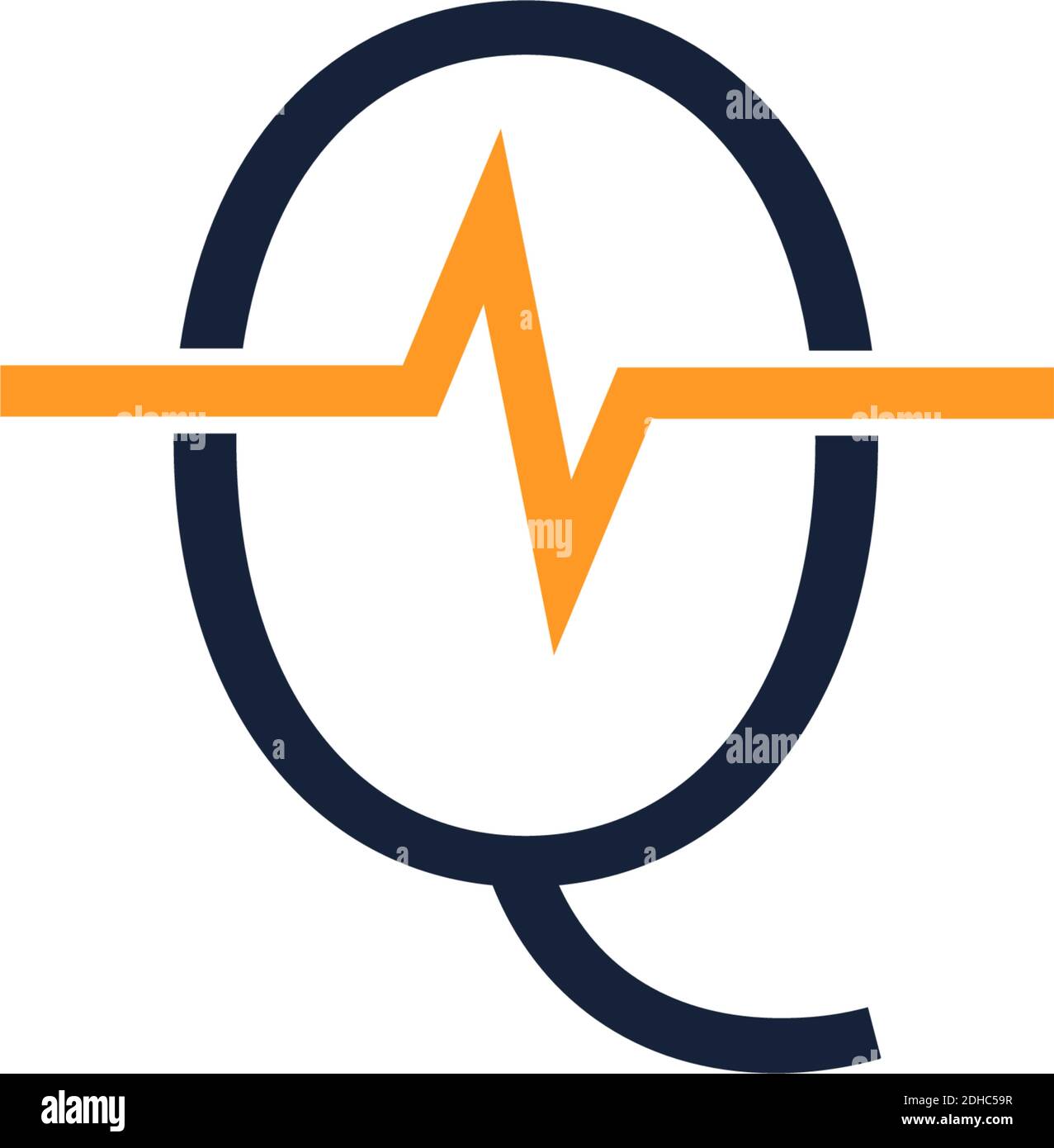 Letter Q icon logo combined with pulse icon design template Stock ...