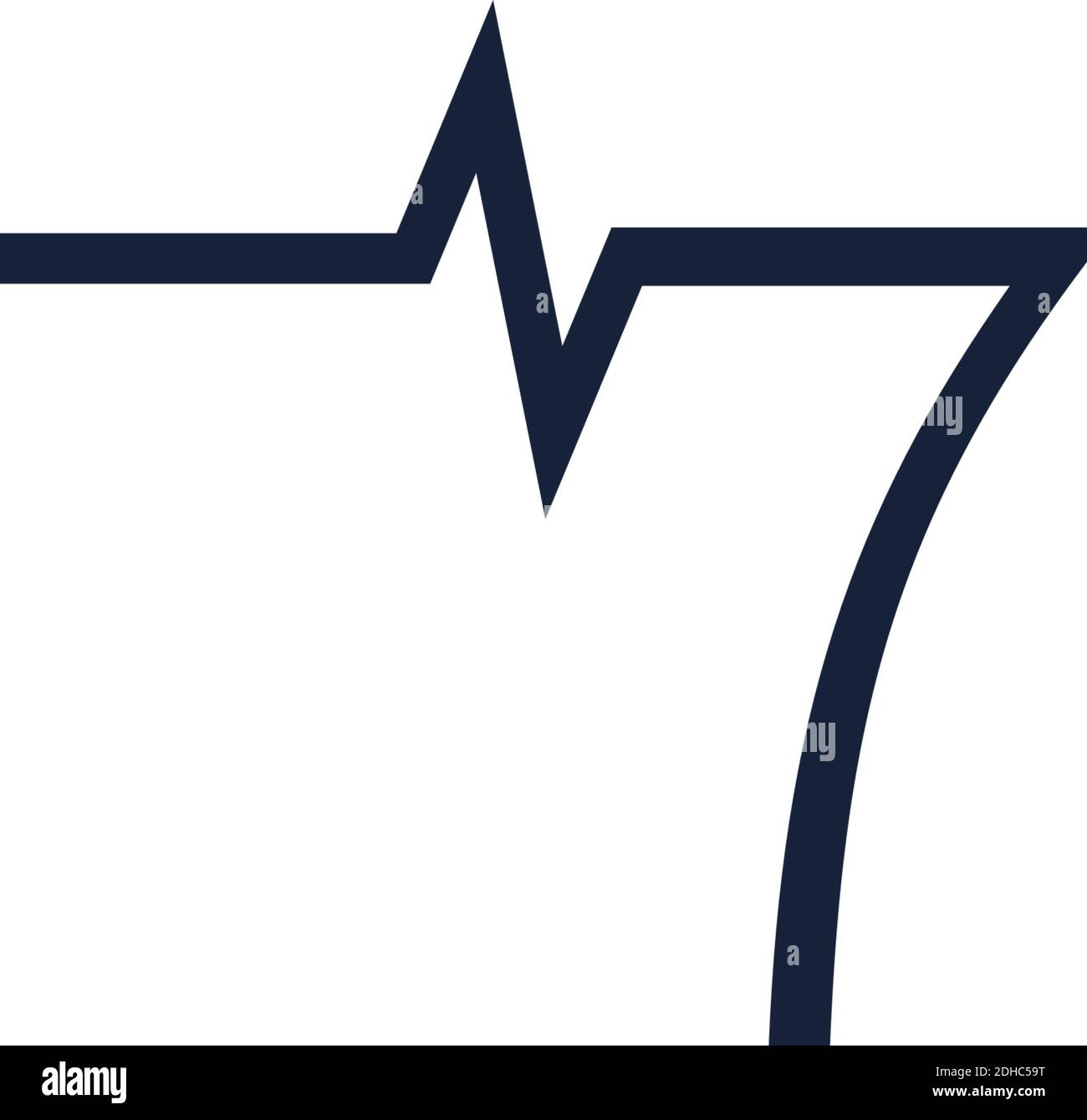 Number 7 icon logo combined with pulse icon design template Stock ...