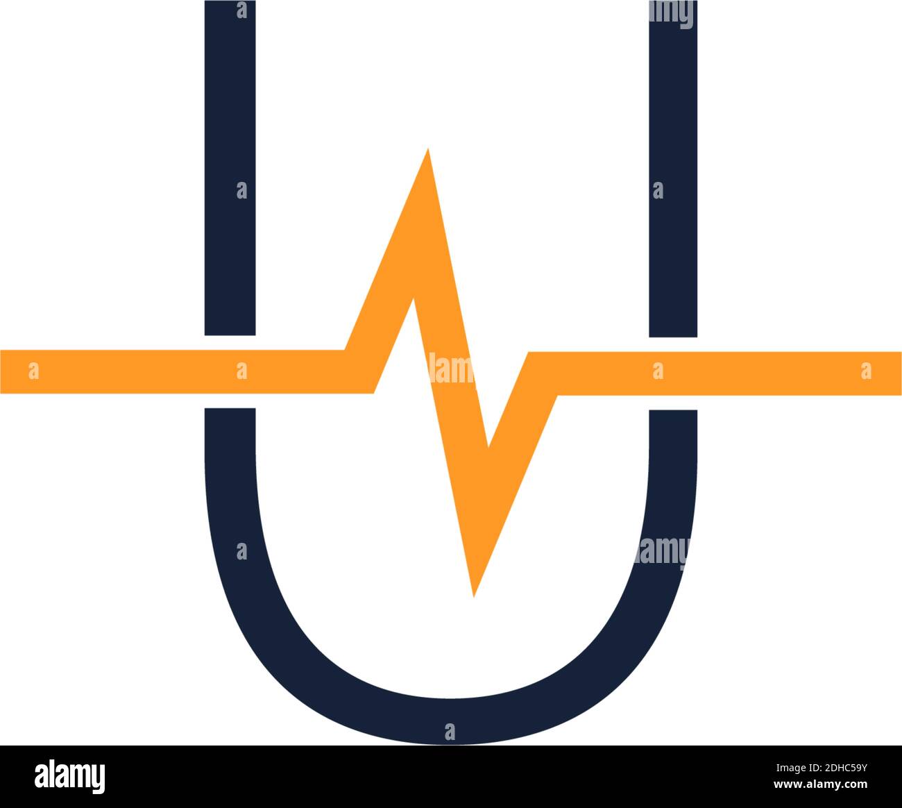 Letter U icon logo combined with pulse icon design template Stock ...