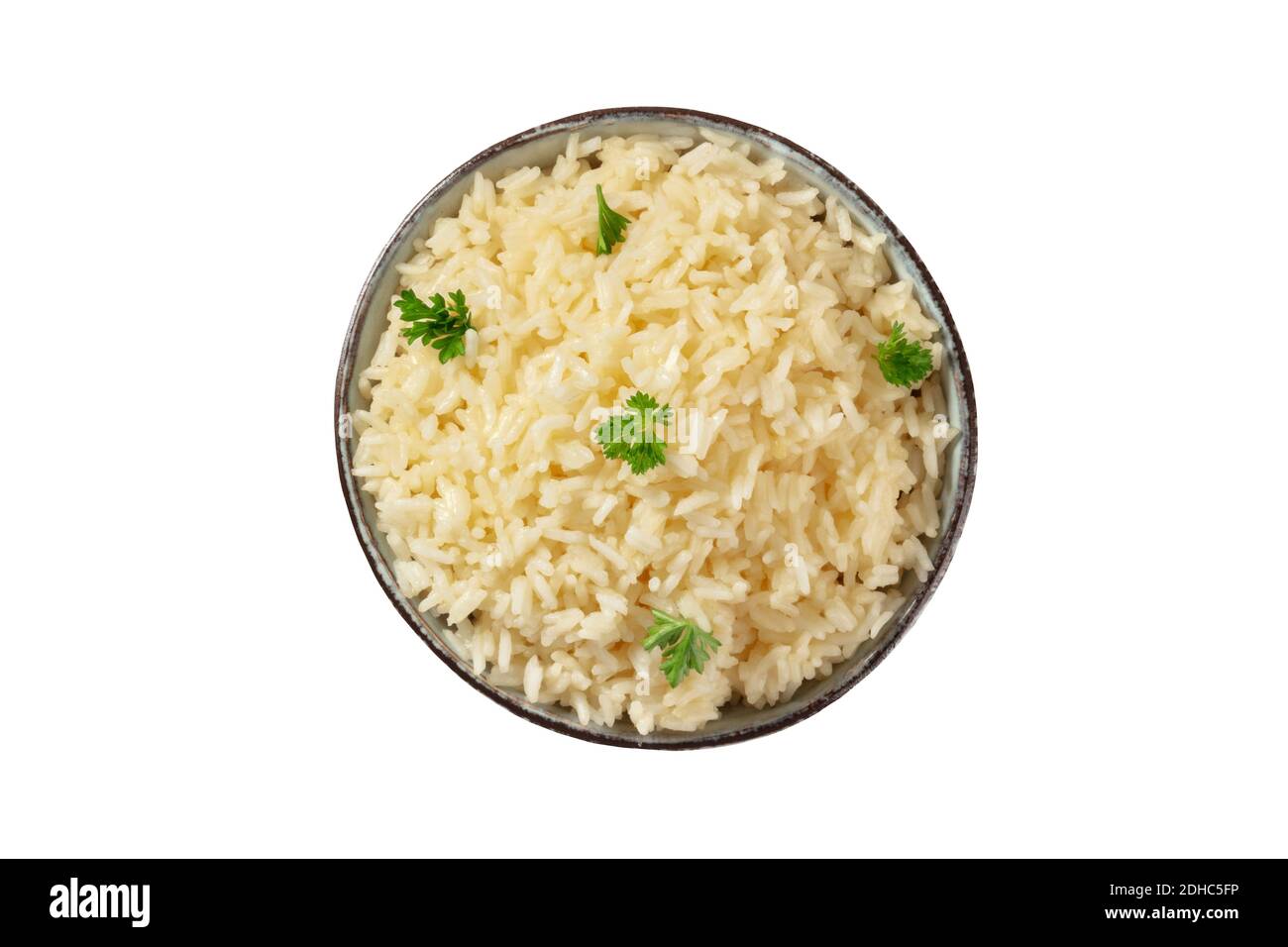 Rice, shot from above, isolated on a white background with a clipping ...