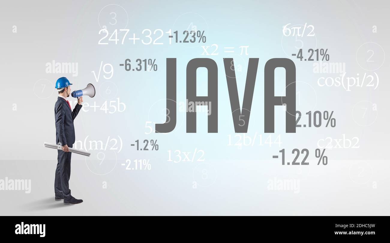 Technology Engineer in hard hat with JAVA abbreviation Stock Photo - Alamy