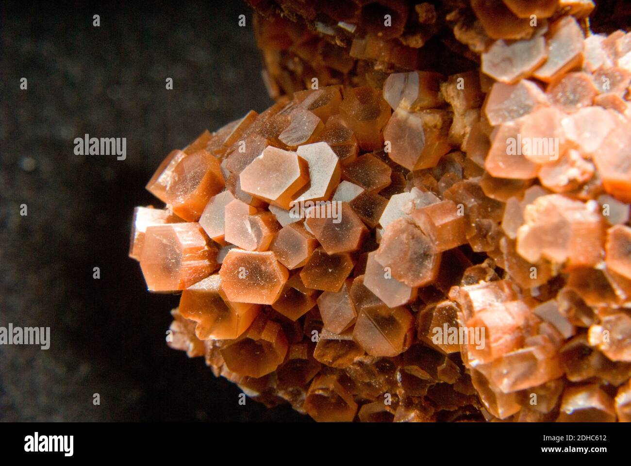 some bright orange colored Spanish aragonite mineral sample Stock Photo ...
