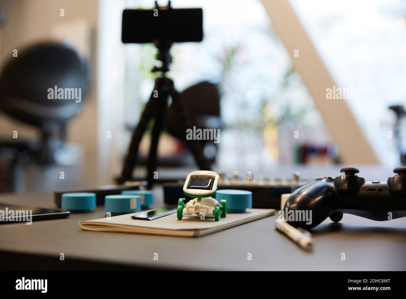 Solar toy car on desk in office Stock Photo - Alamy
