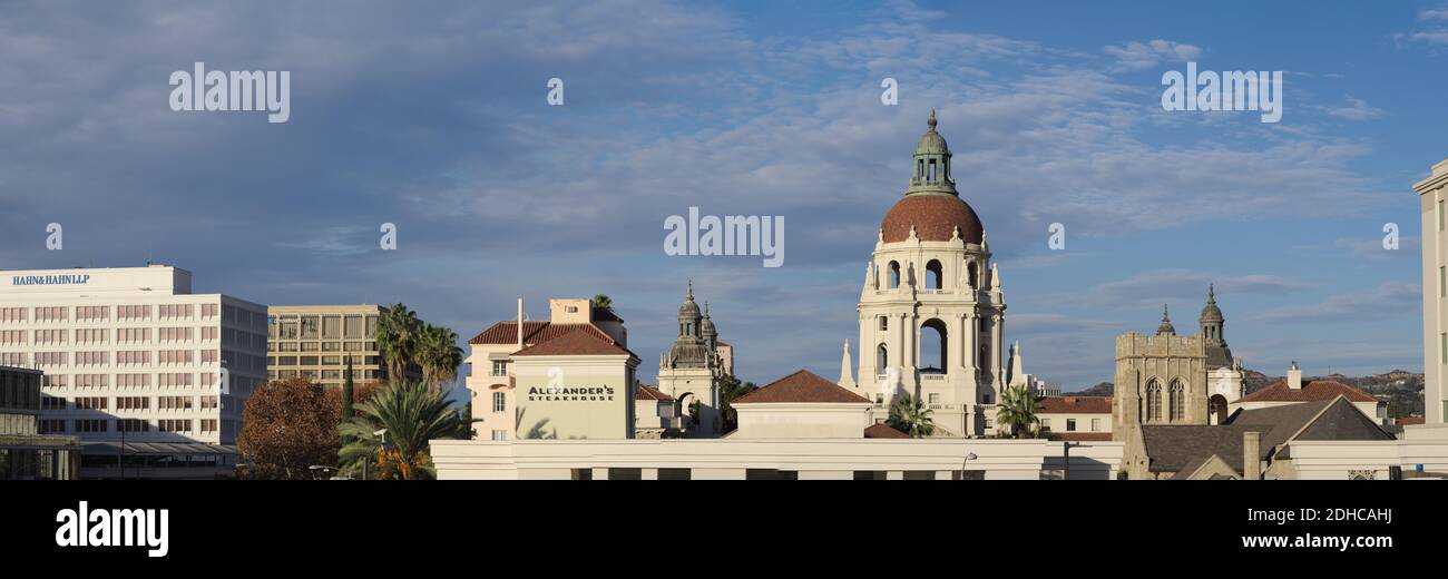 Panoramic image showing the landmark Pasadena City Hall and other ...