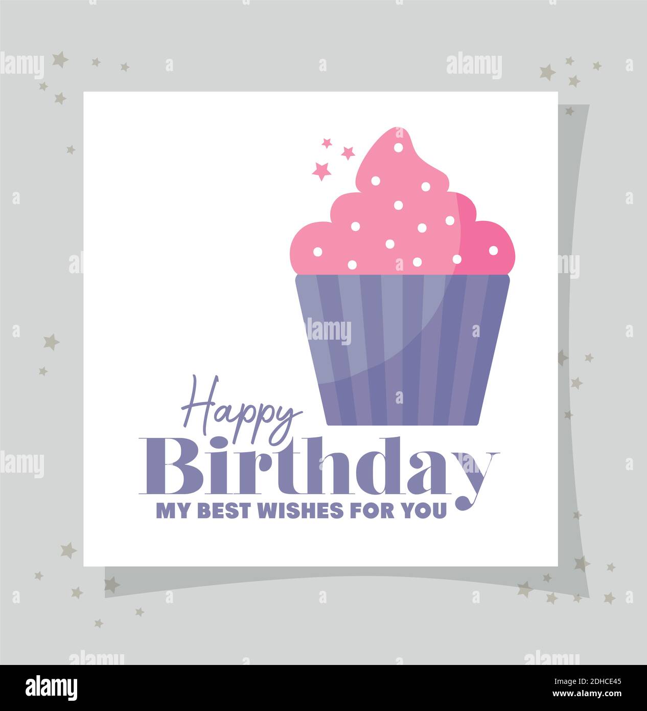 cupcake card with happy birthday my best wishes for you lettering on a ...