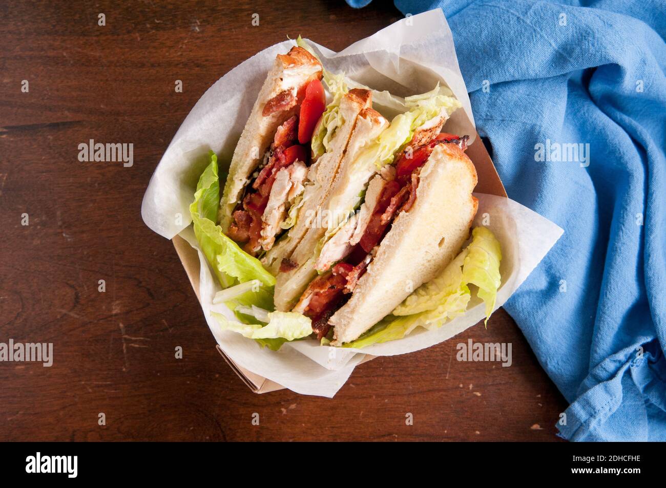 food truck take out club sandwich, clubhouse style Stock Photo - Alamy