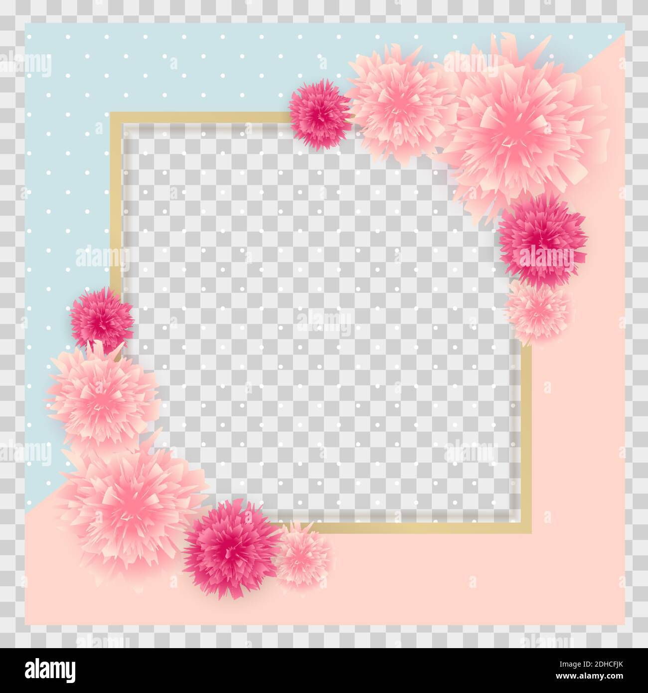 Cute Background with Frame and Flowers Collection Set. Vector ...