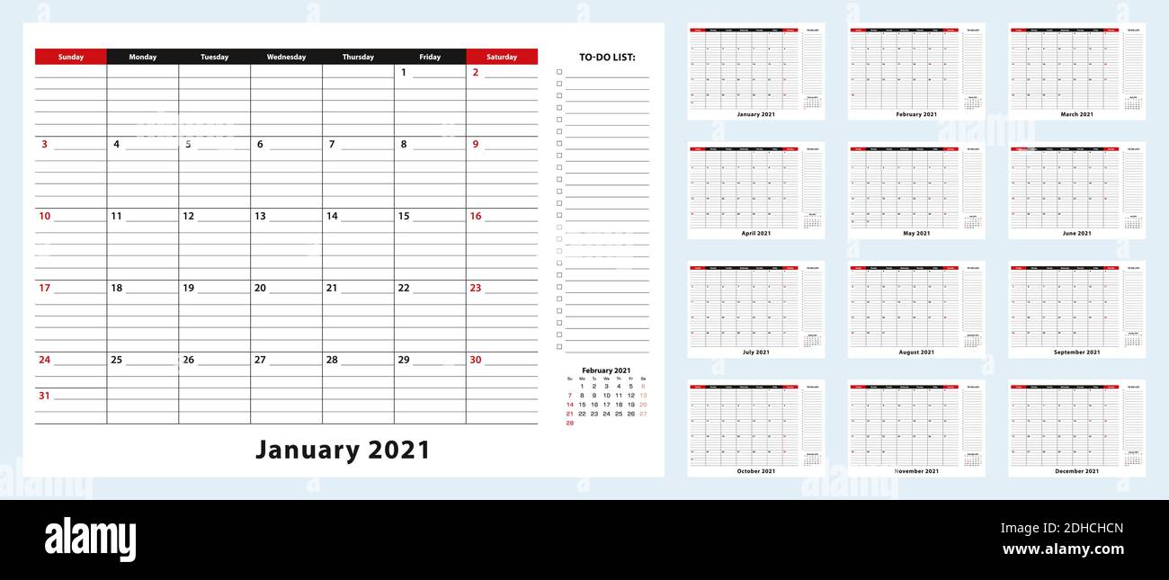 Vector Monthly Desk Pad Calendar, January 2021 – December 2021 ...