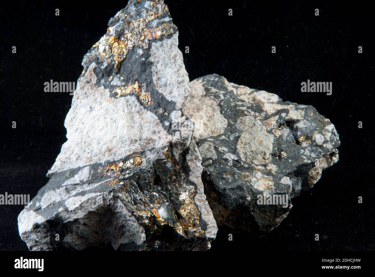 some gold, copper and iron pyrite samples lodged in granite and quartz ...