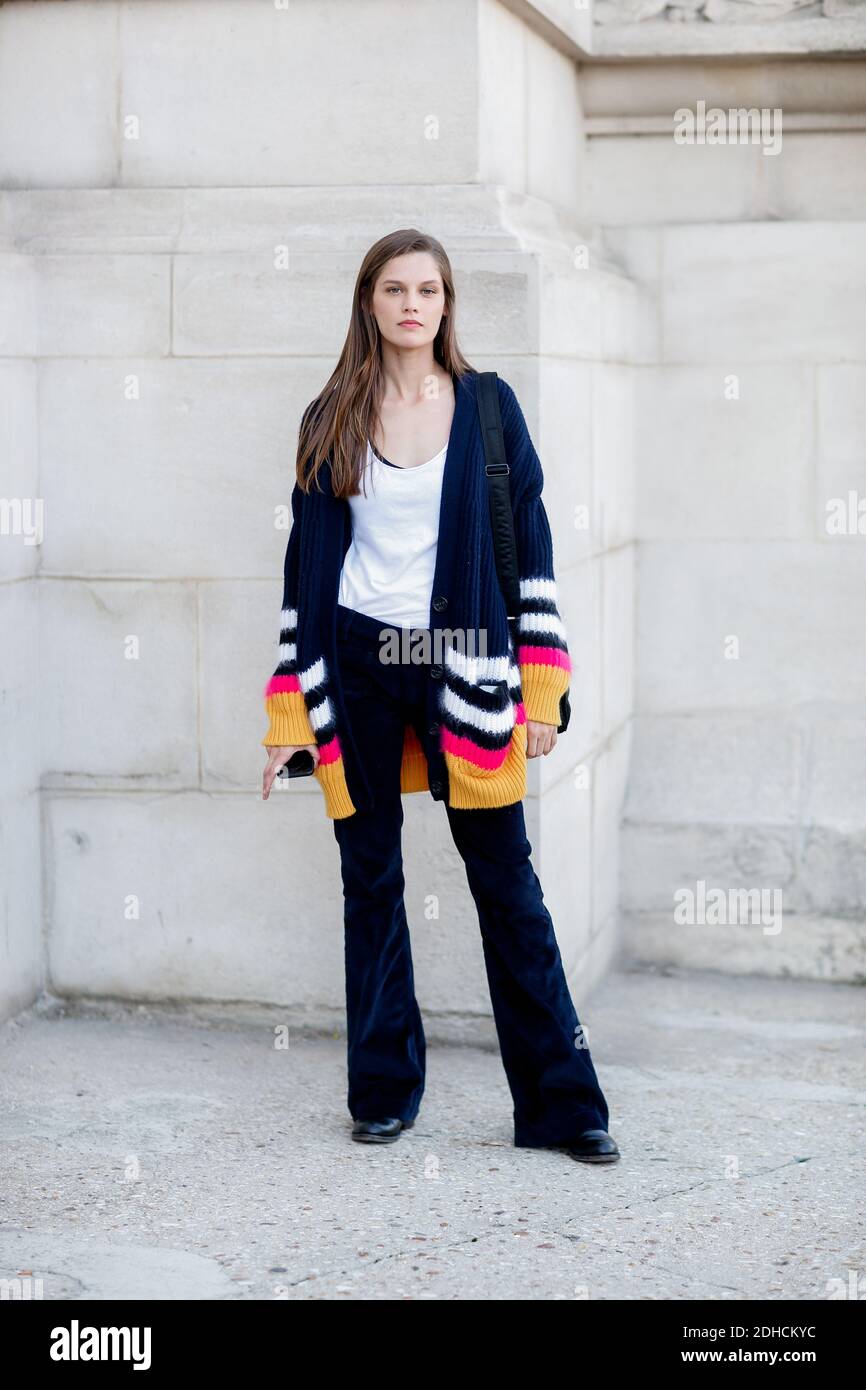 Street style, model Angel Rutledge after Elie Saab Spring-Summer 2018 ...