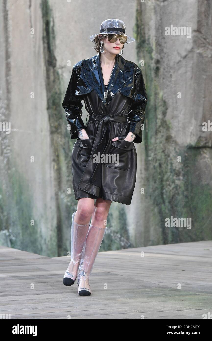 A model displays a creation designed by Karl Lagerfeld during the ...