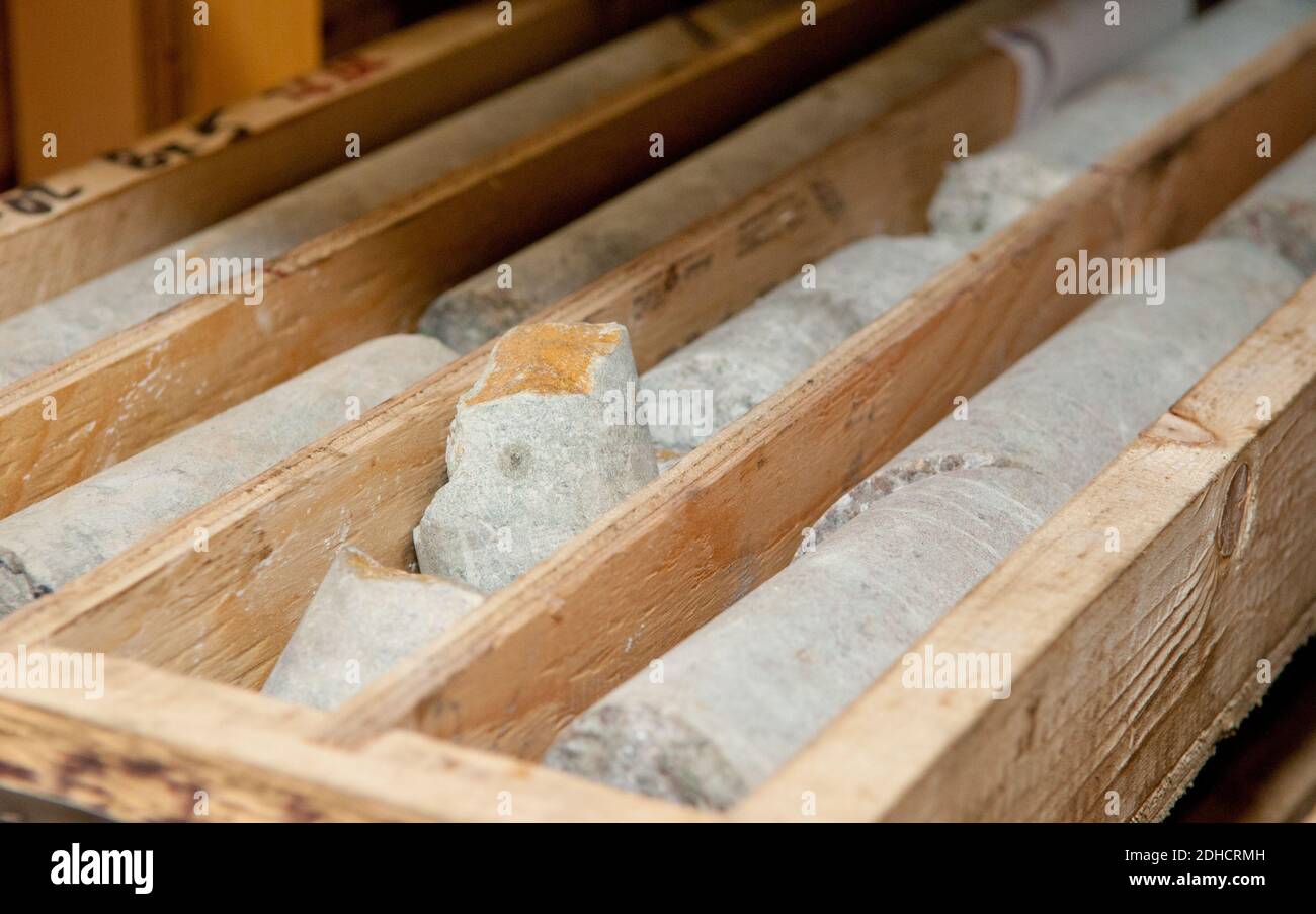 mining core samples from test drilling rigs Stock Photo - Alamy