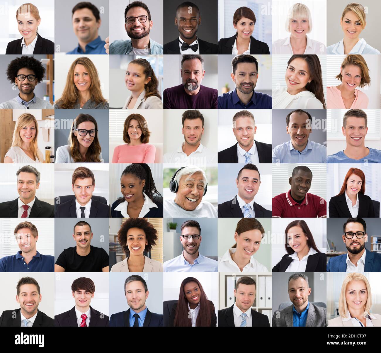 Multicultural Faces Photo Collage. Portrait And Avatar Headshots Stock ...