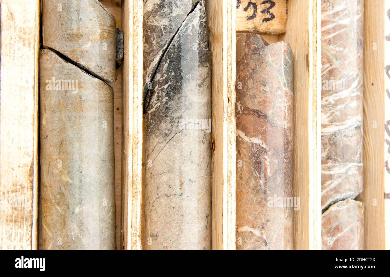 mining core samples from test drilling rigs Stock Photo - Alamy