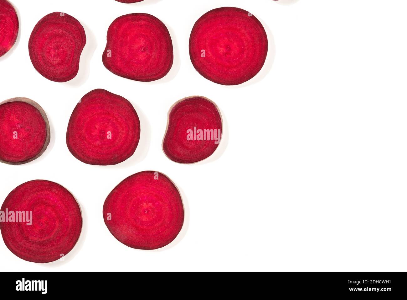 Beetroot design layout with a place for text. Slices of beet, shot from ...