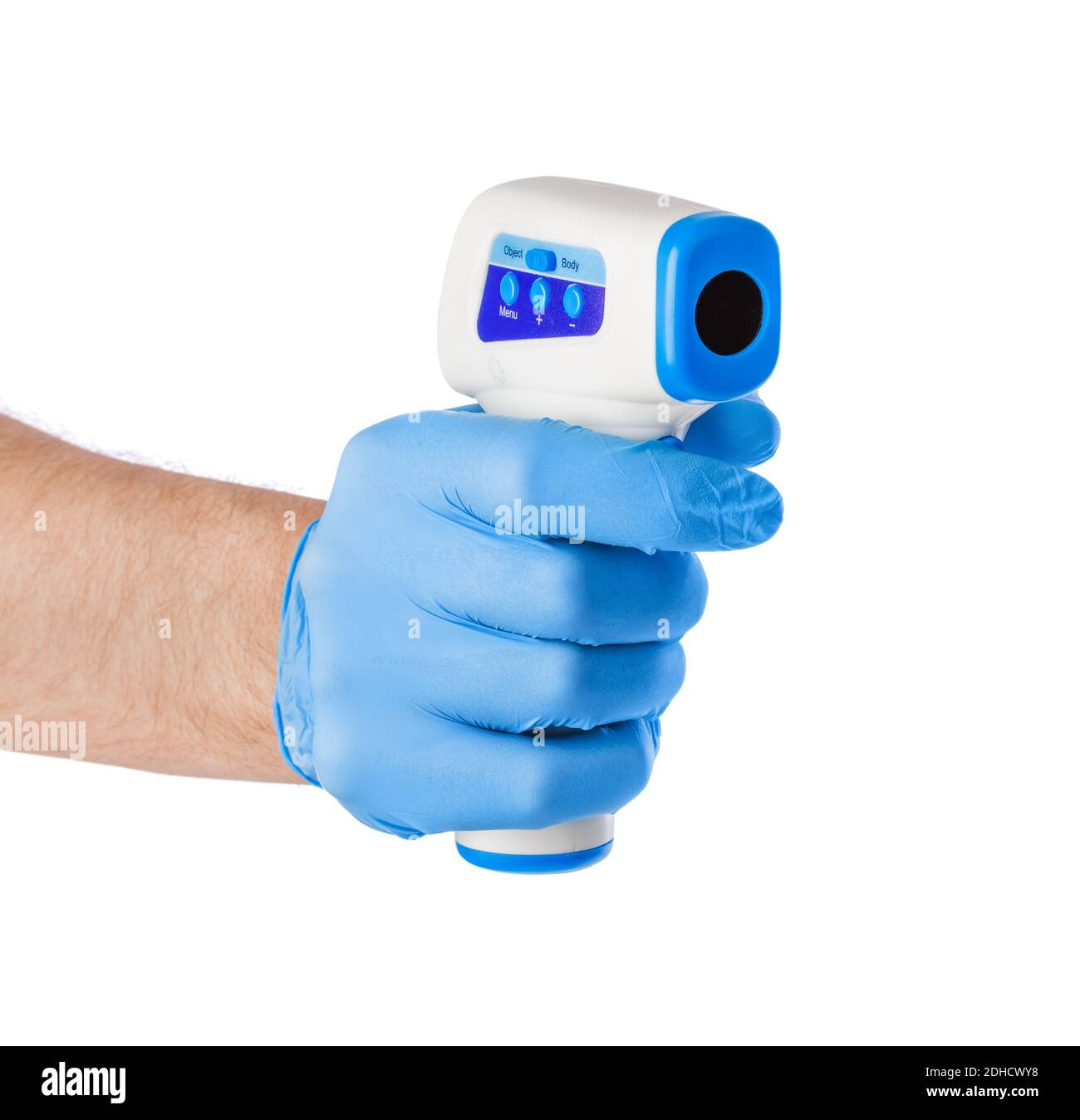 Hand with infrared thermometer Stock Photo - Alamy