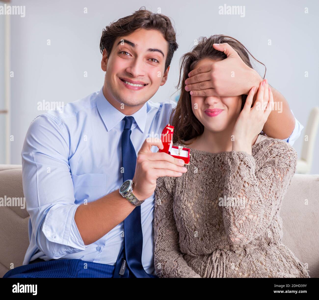 Romantic concept with man making marriage proposal Stock Photo - Alamy