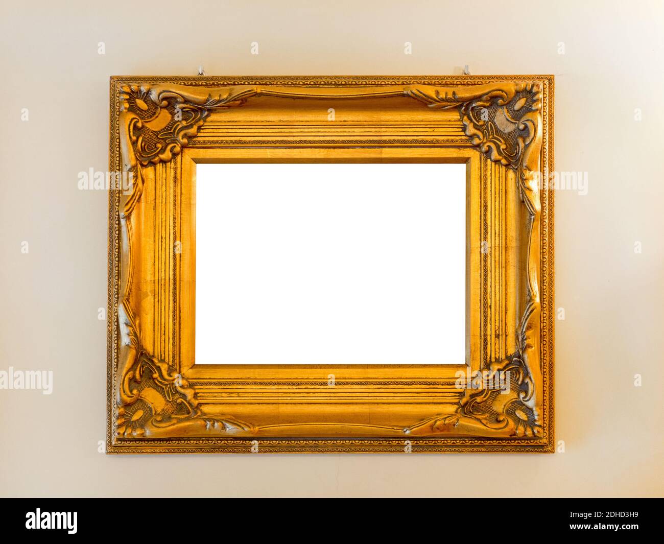 Gold Picture Frame at Wall Medieval Art Stock Photo - Alamy