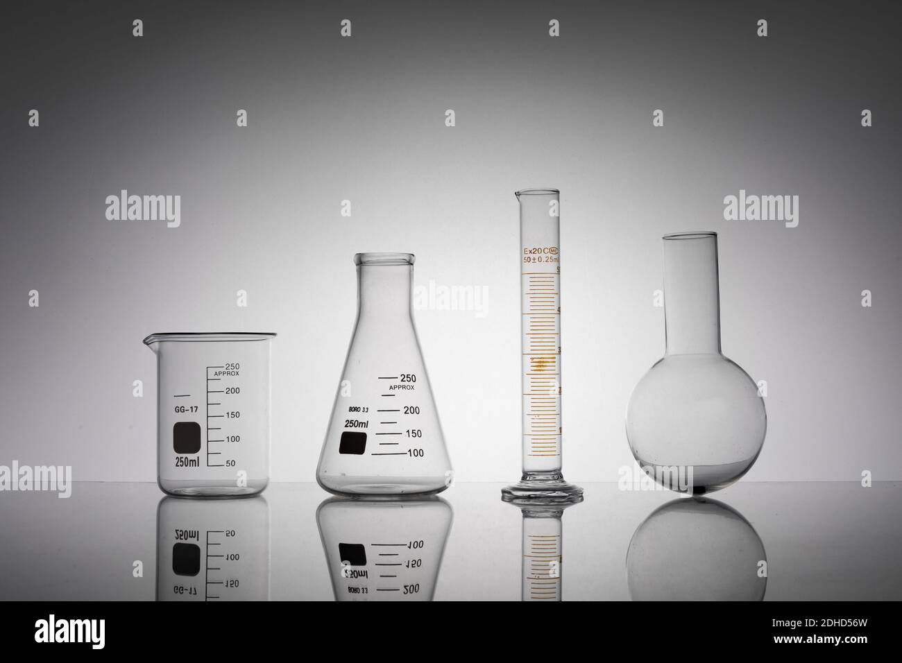 A closeup shot of laboratory flasks, beaker, and tube Stock Photo - Alamy