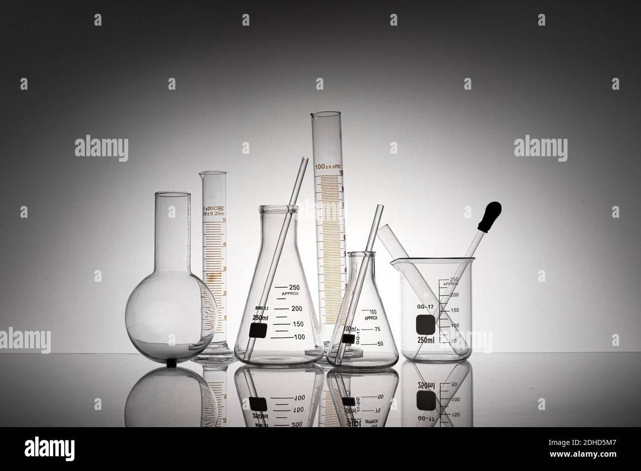 A closeup shot of laboratory flasks, beakers, and tubes Stock Photo - Alamy