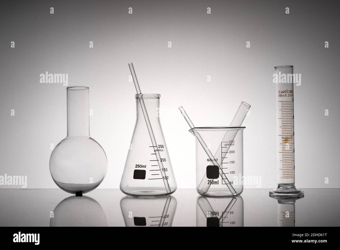 A closeup shot of laboratory flasks, beakers, and tubes Stock Photo - Alamy