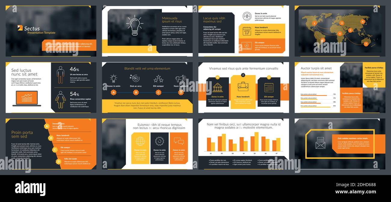 Presentations templates elements and infographics in vector design ...