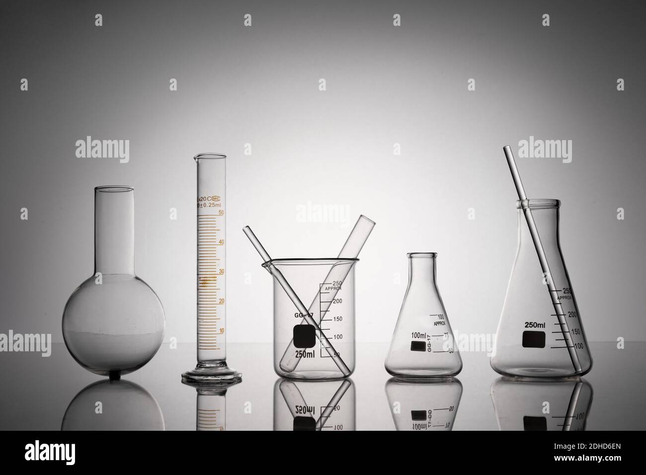 A closeup shot of laboratory flasks, beakers, and tubes Stock Photo - Alamy