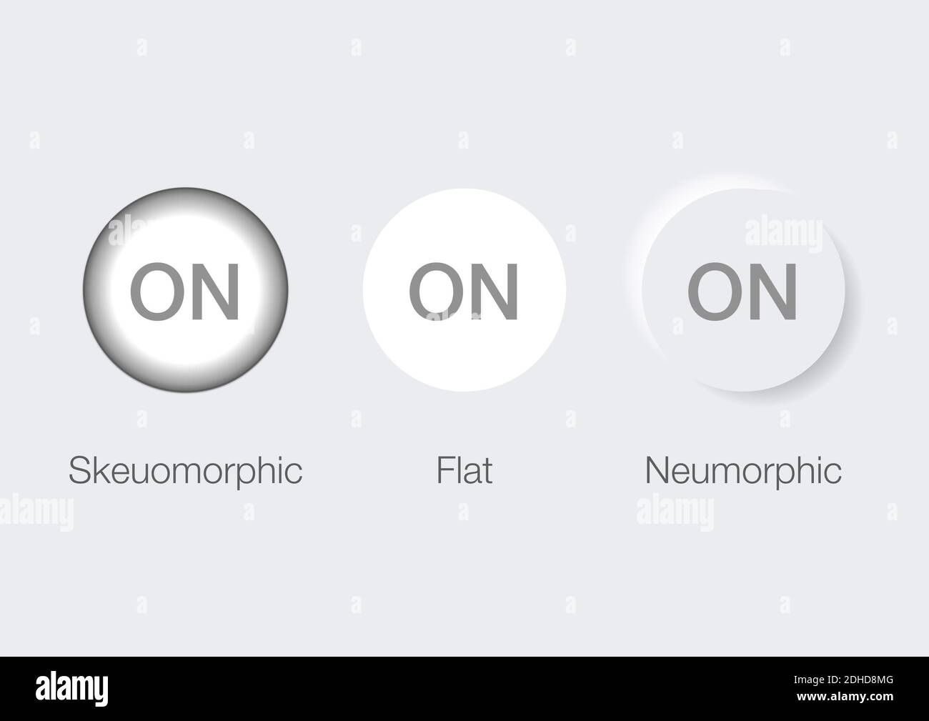Comparison of different design styles, skeuomorphism, flat and ...