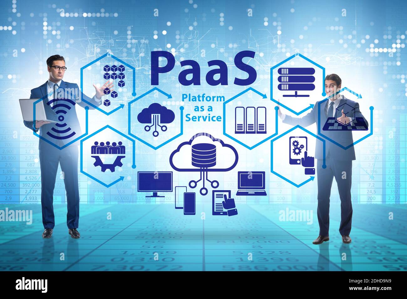 Platform as a service concept with businessman Stock Photo - Alamy