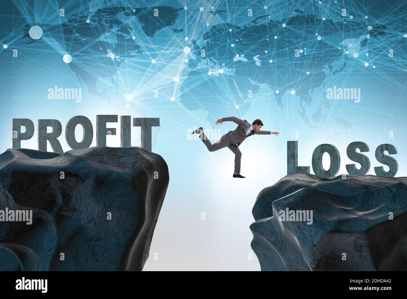Concept of profit and loss with businessman Stock Photo - Alamy