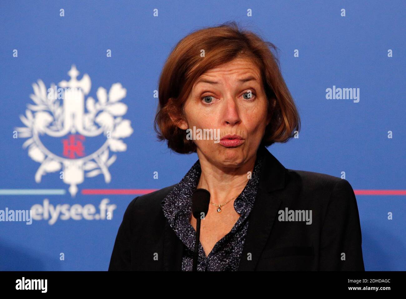 French Defense Minister Florence Parly delivers a speech after handing ...