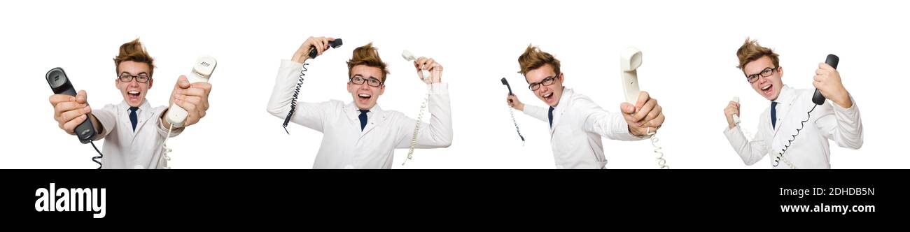 Doctor and human patient and phone Cut Out Stock Images & Pictures - Alamy