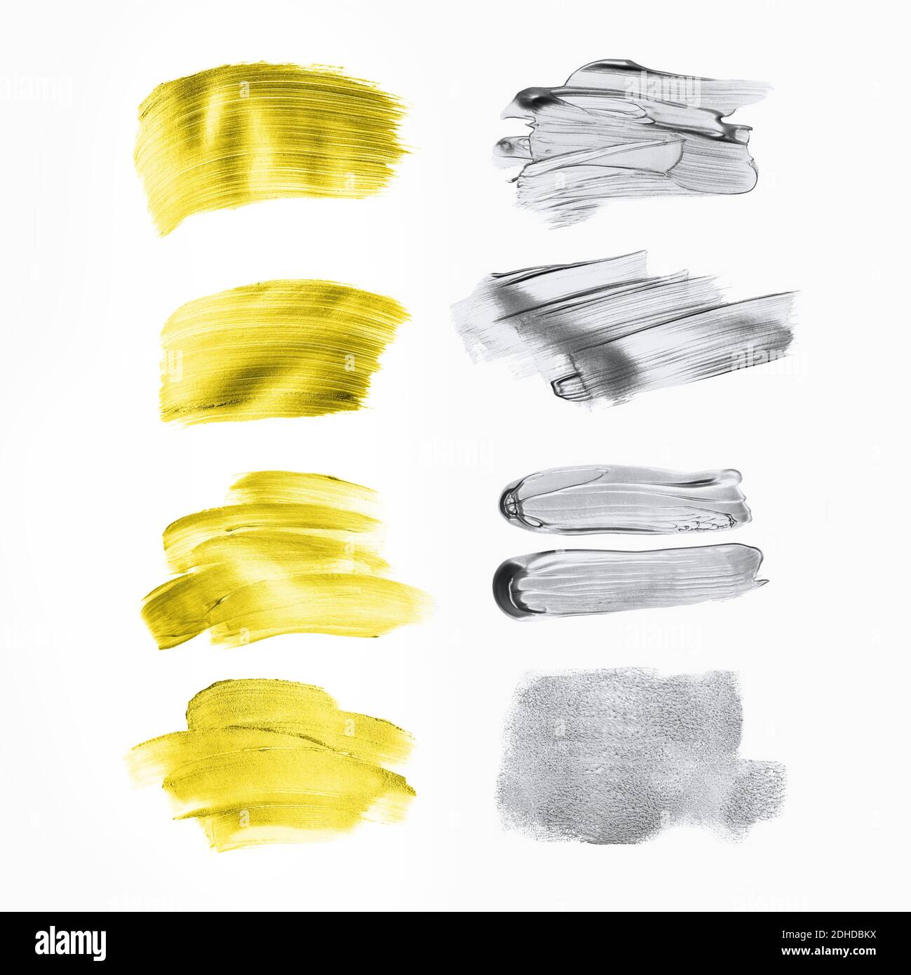 Set of golden and grey paint strokes for your design. Isolated on white ...