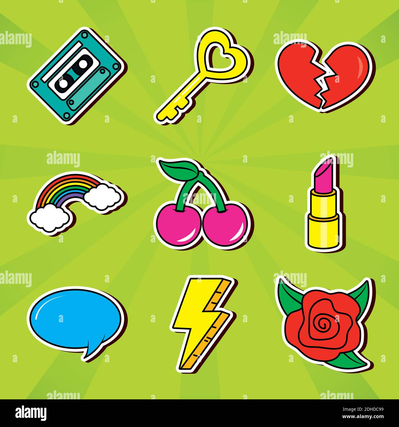 pop art icons collection design of retro expression comic theme Vector ...