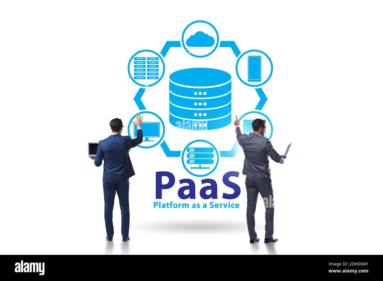 Platform as a service concept with businessman Stock Photo - Alamy