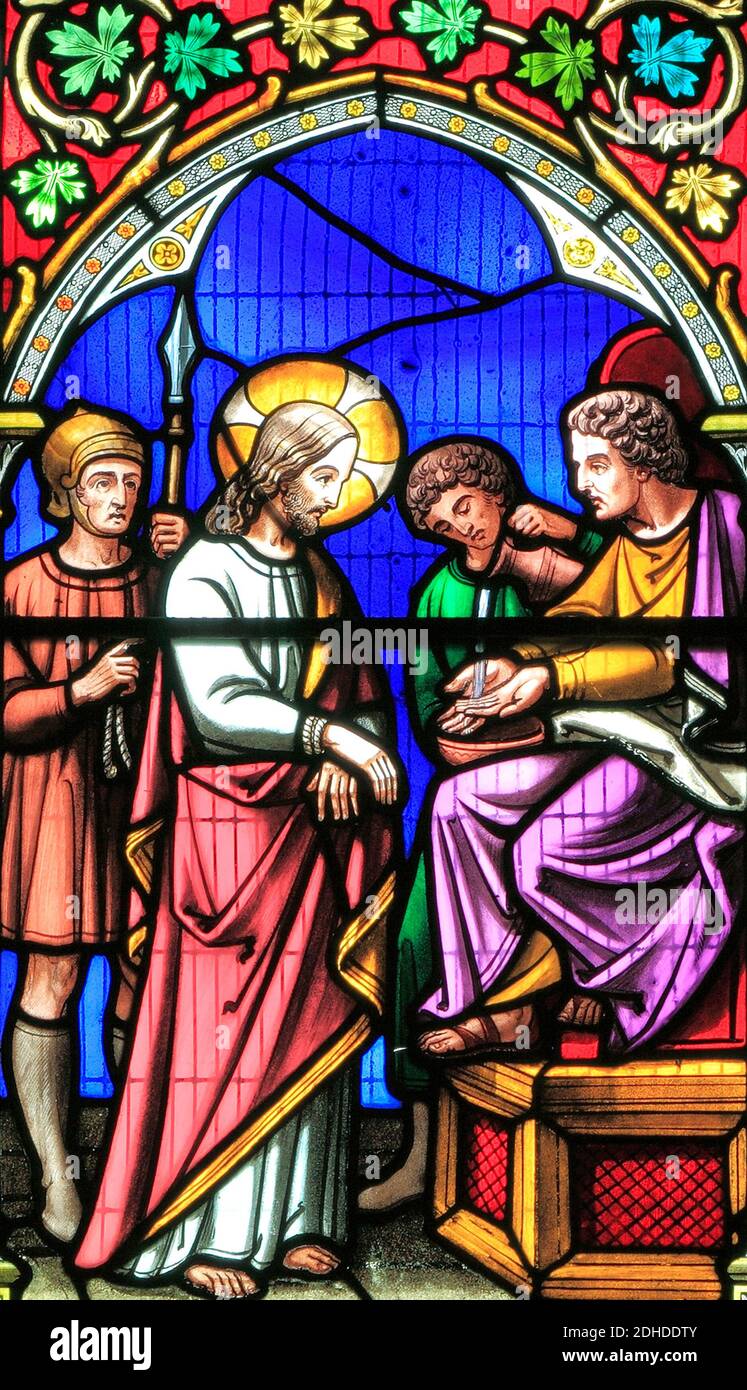 Story of Easter, Judgement of Jesus, before Pontius Pilate, stained ...