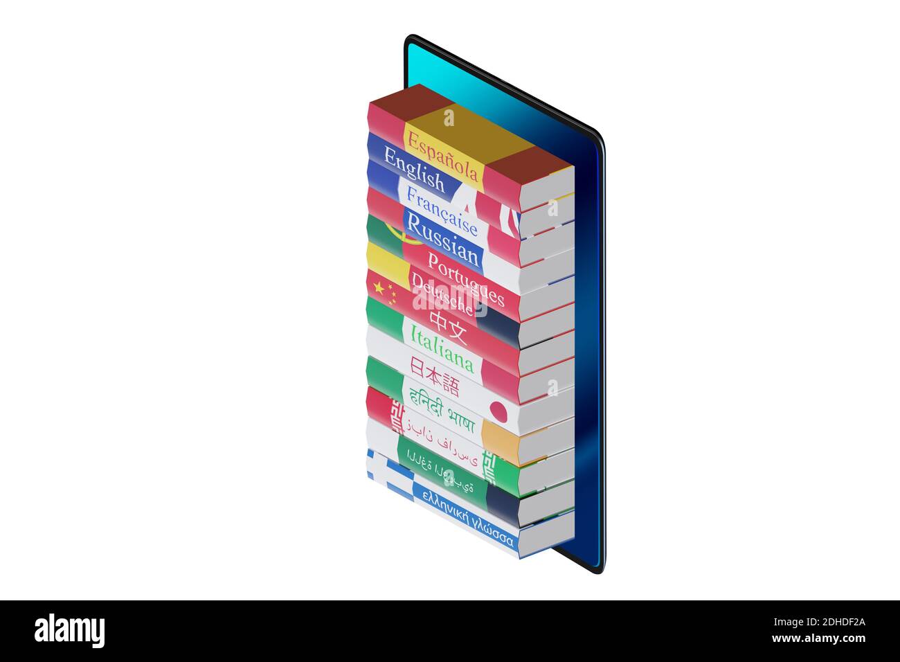 Online language learning - 3d rendering Stock Photo - Alamy